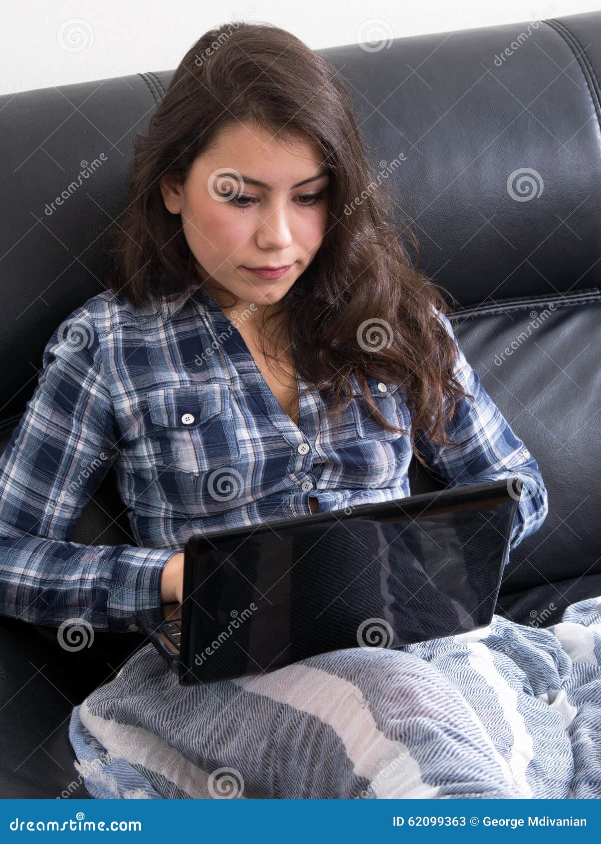 Girl with computer stock image. Image of desk, home, laptop - 62099363