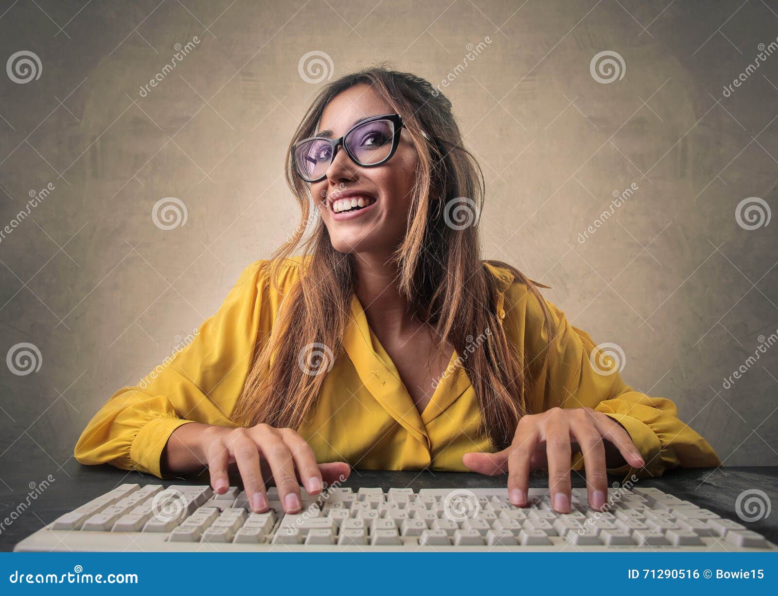 Girl with computer stock photo. Image of caucasian, looking - 71290516