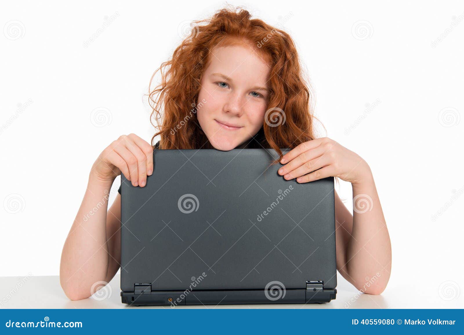 Girl with computer stock photo. Image of concentration - 40559080