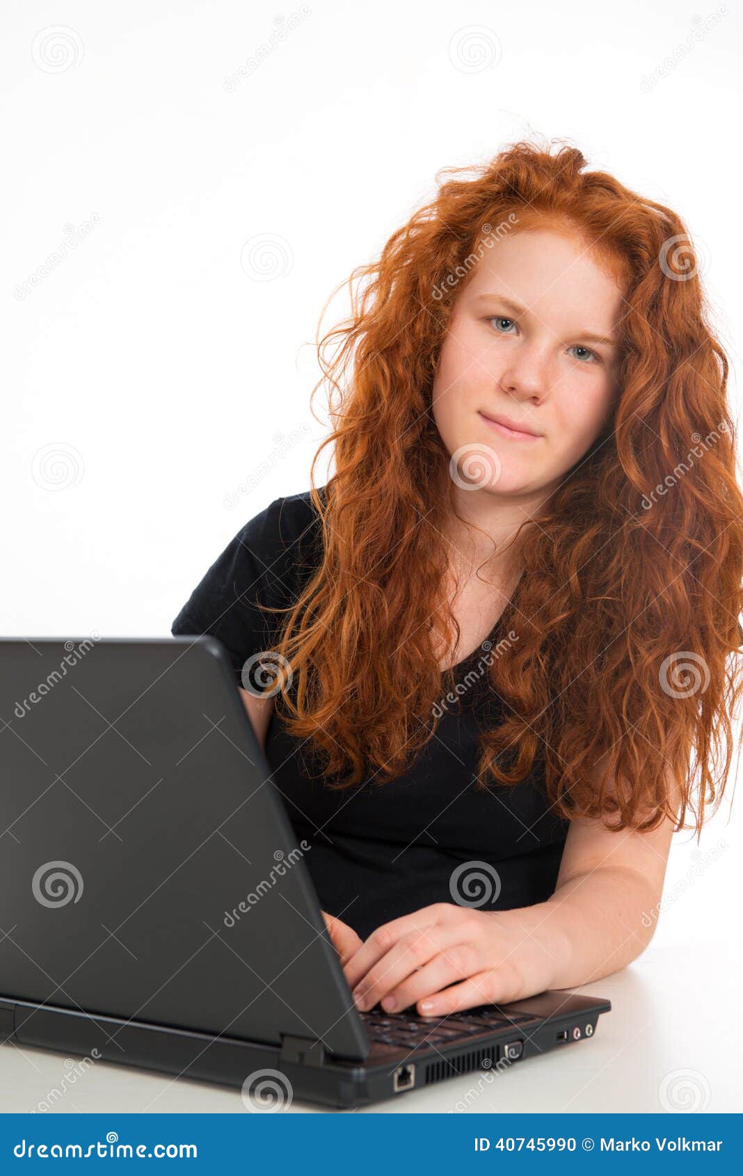Girl with computer stock photo. Image of campus, literature - 40745990