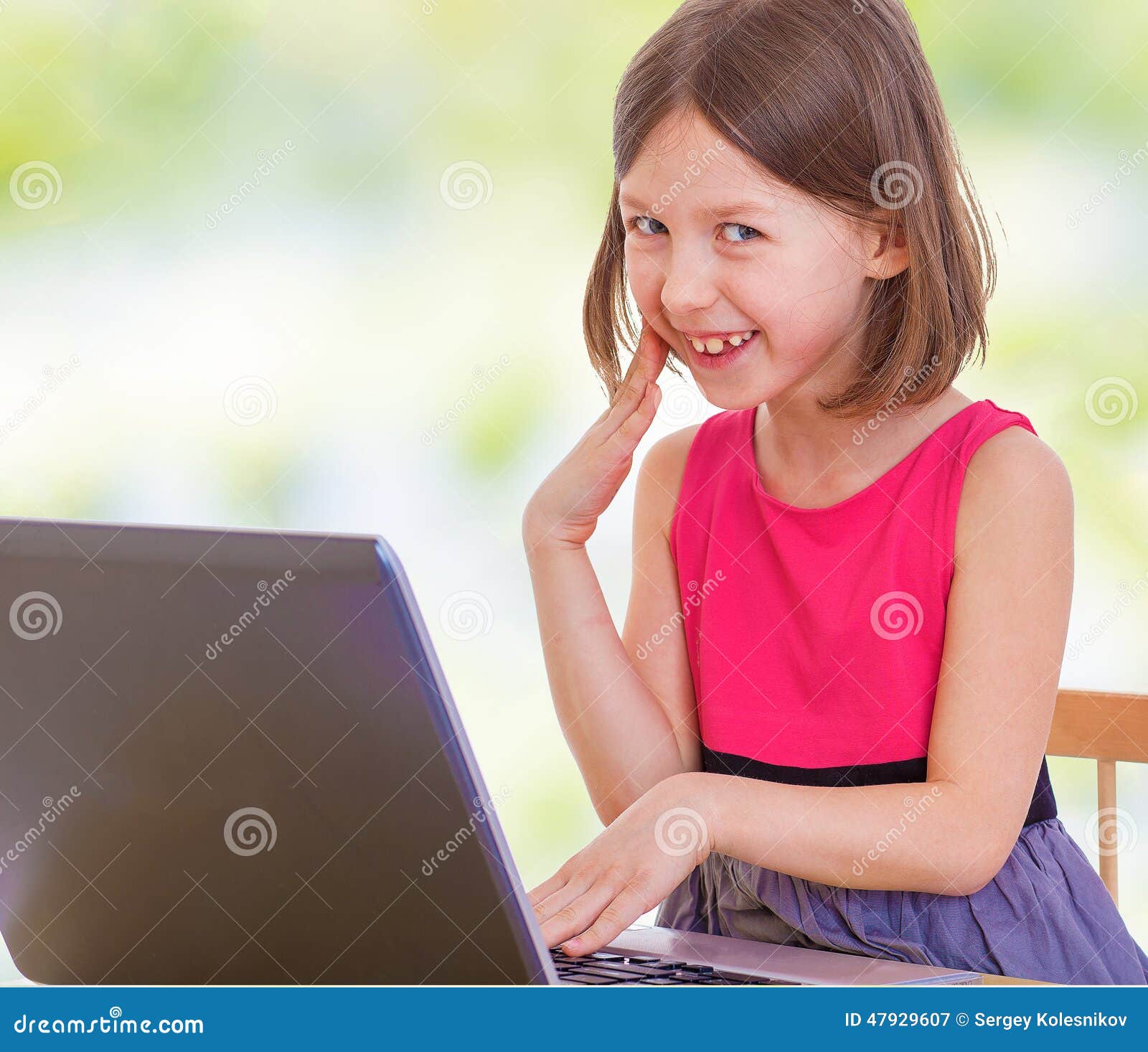 Girl with a computer stock image. Image of love, human - 47929607