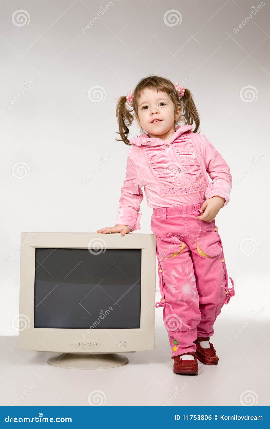 Girl with computer monitor stock photo. Image of girl - 11753806