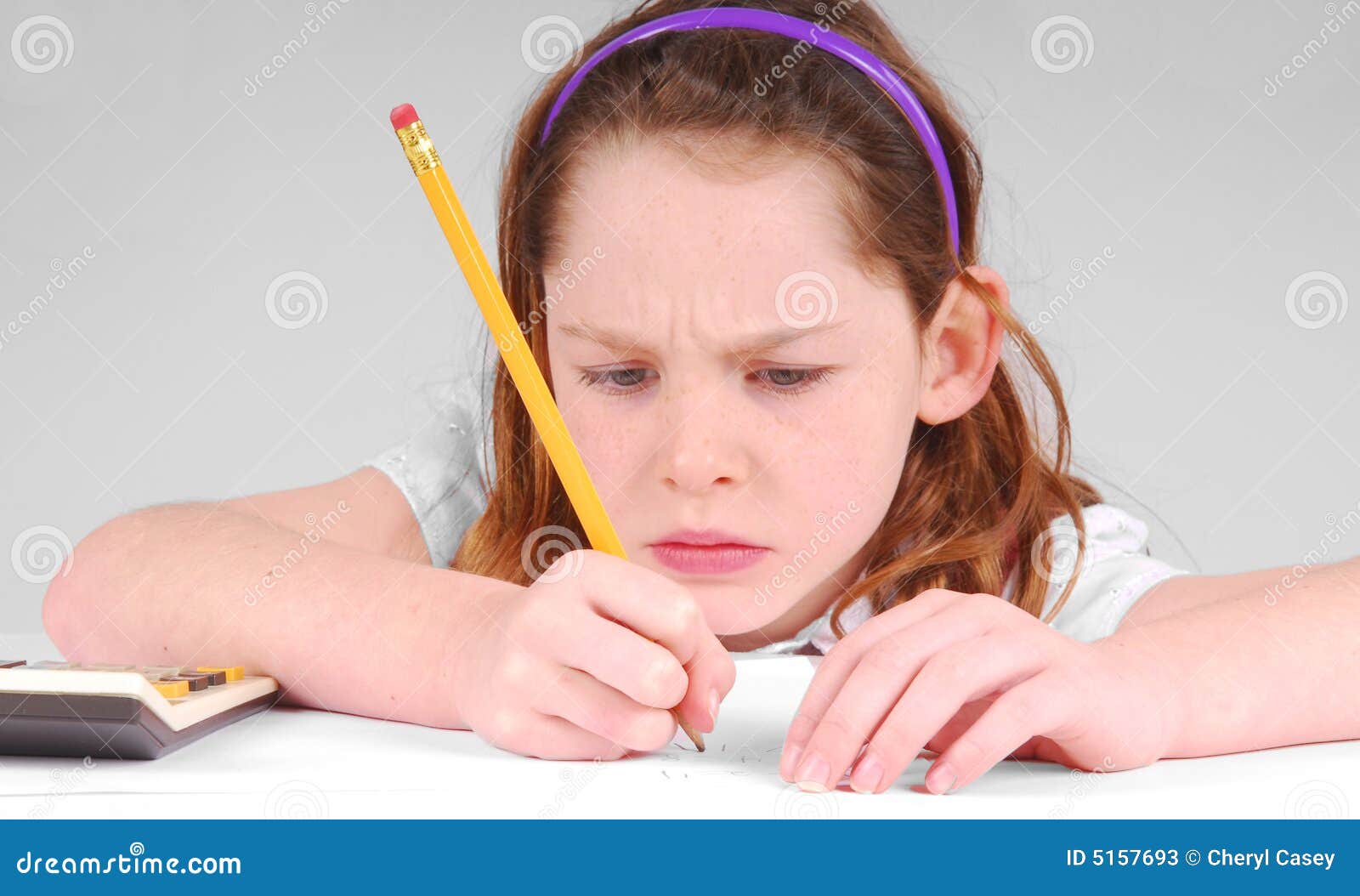 Girl Concentrating stock image. Image of calculate, elementary - 5157693