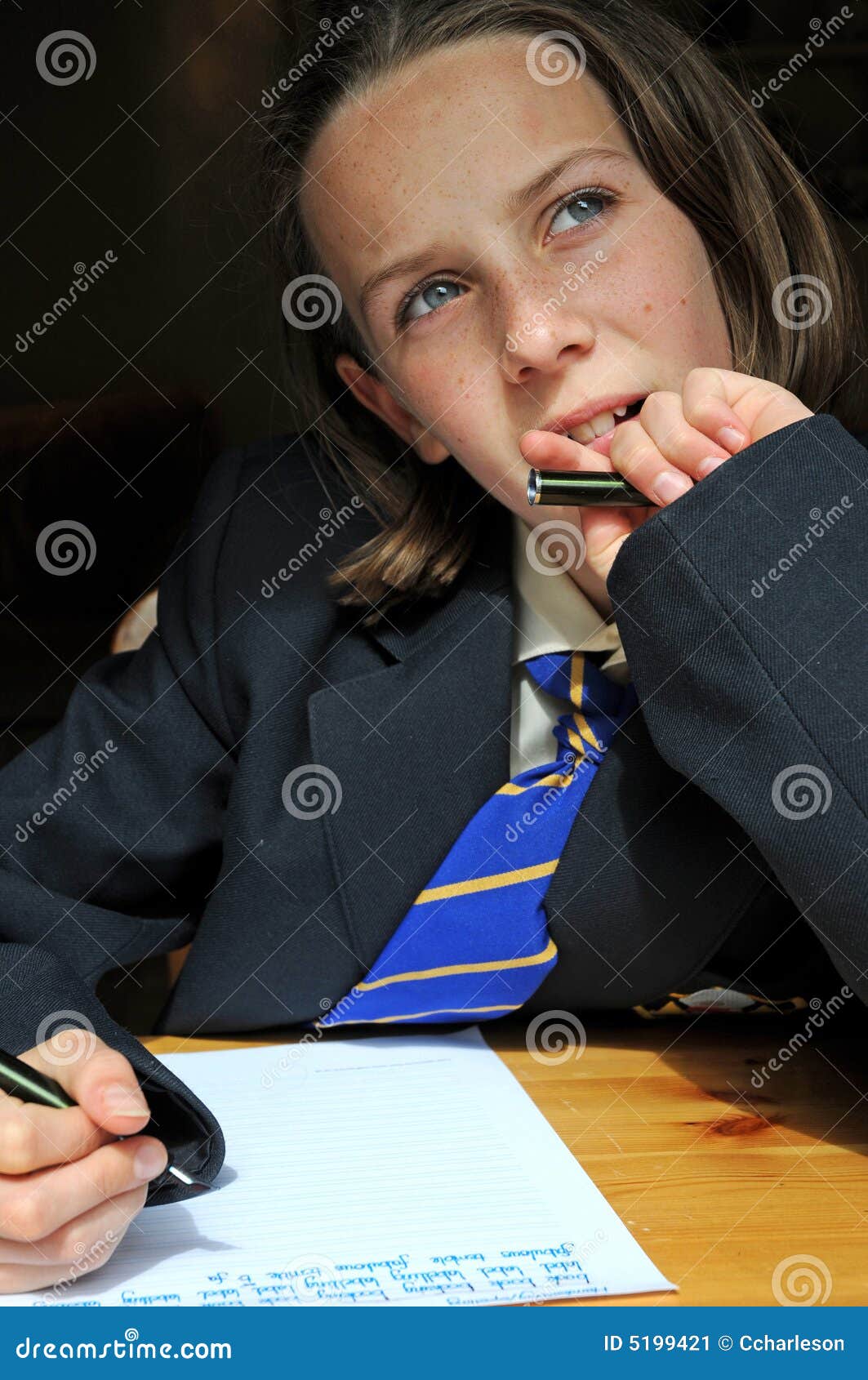 Girl Concentrating at School Stock Image - Image of independent ...