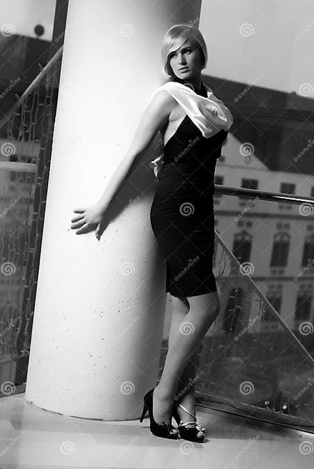 Girl in concrete pole stock photo. Image of elegant, female - 14573084