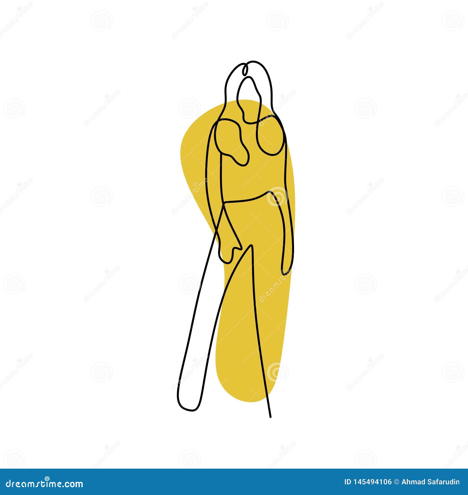 Girl Continuous Line Minimalism Style Drawing Stock Vector ...