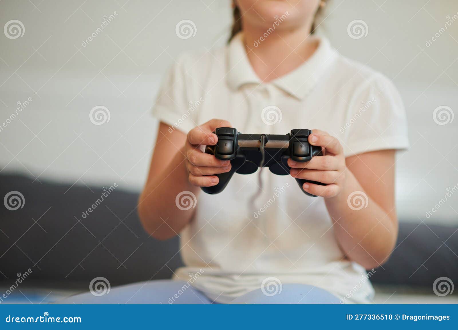 Girl with Controller on Hands Playing Stock Photo - Image of play ...