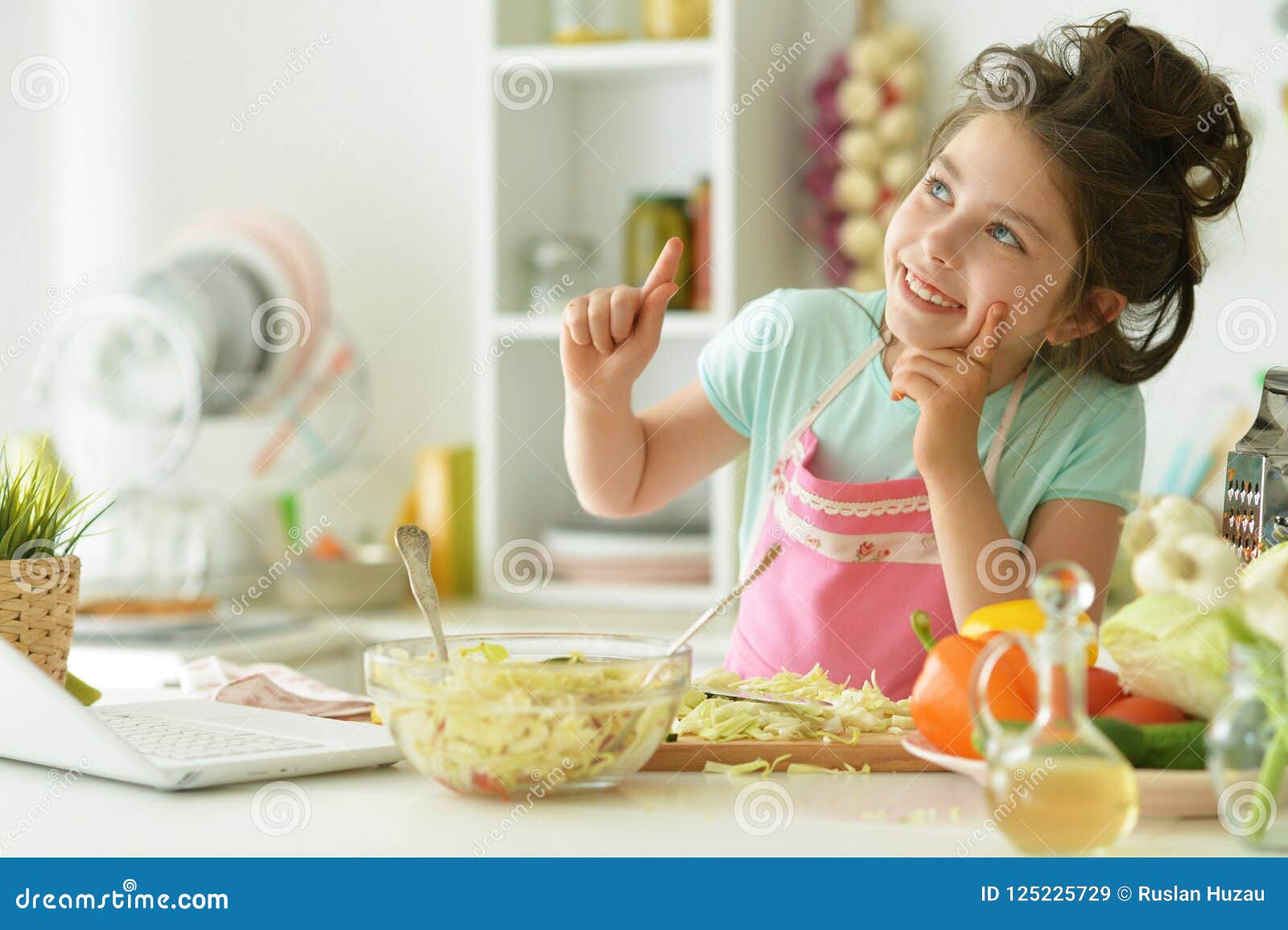 Portrait of a Girl Cook Delicious To Eat Stock Image - Image of eating ...