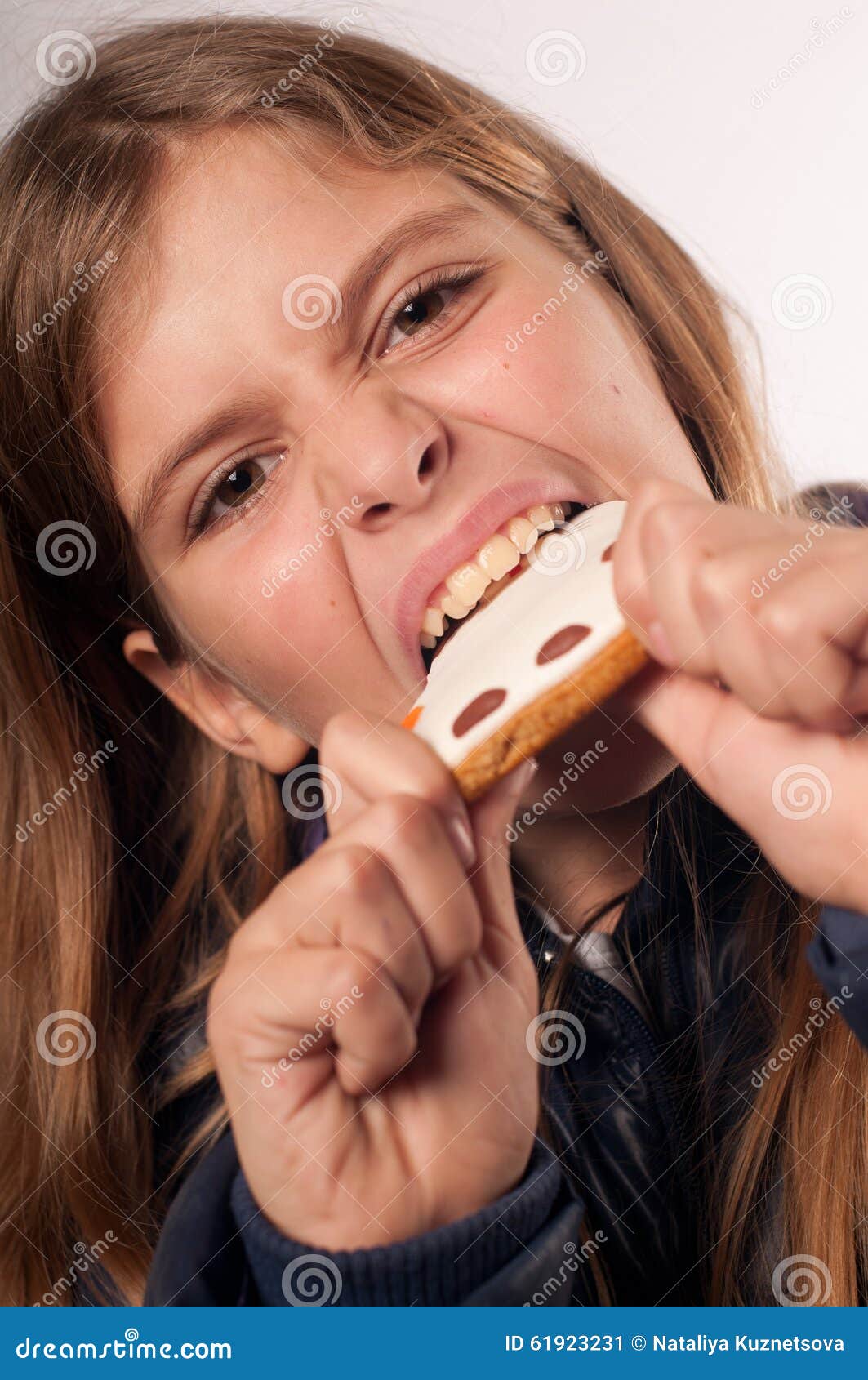Girl with cookie stock image. Image of white, bite, coockie - 61923231