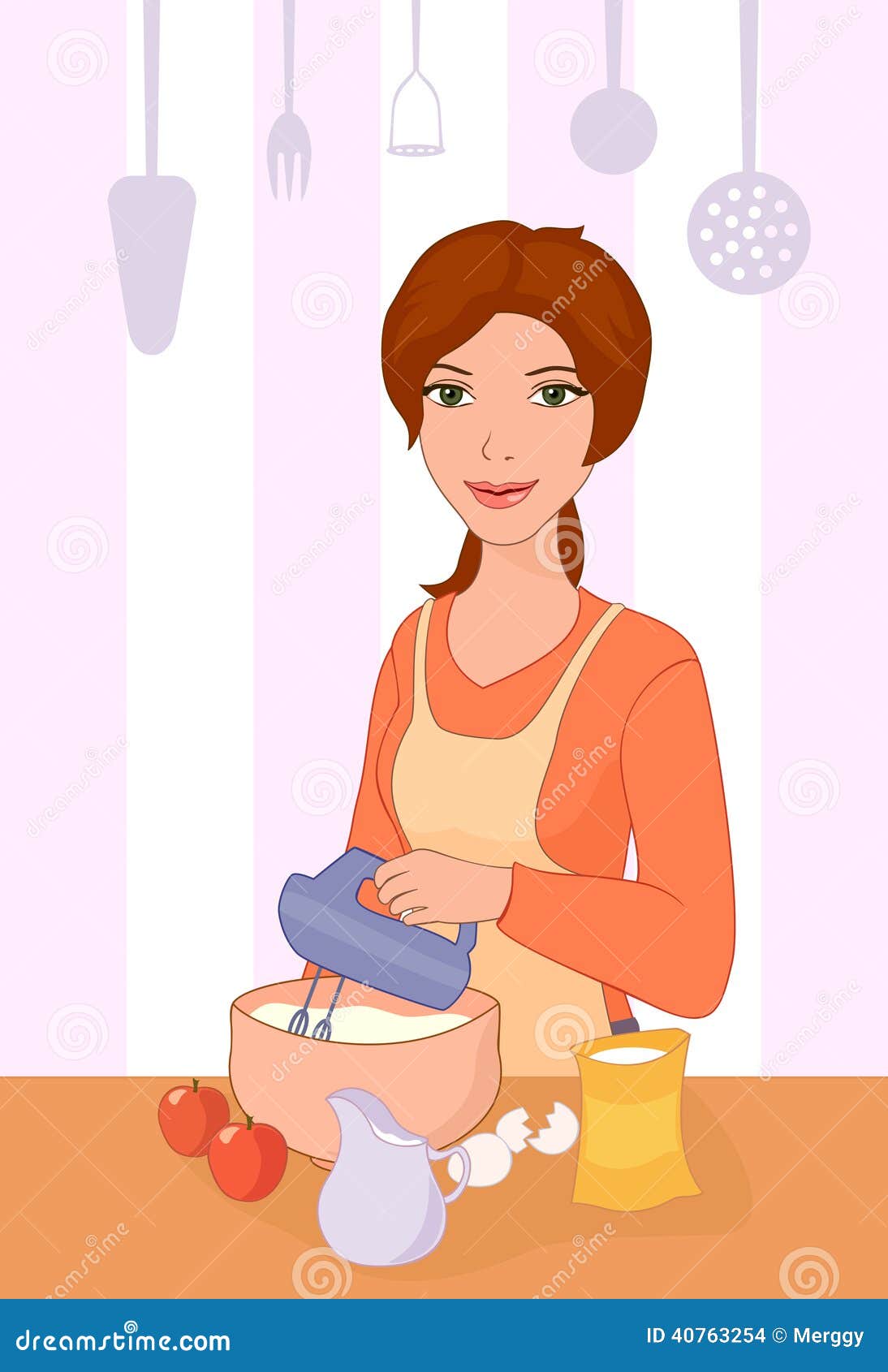 Girl cooking stock vector. Illustration of baker, clip - 40763254