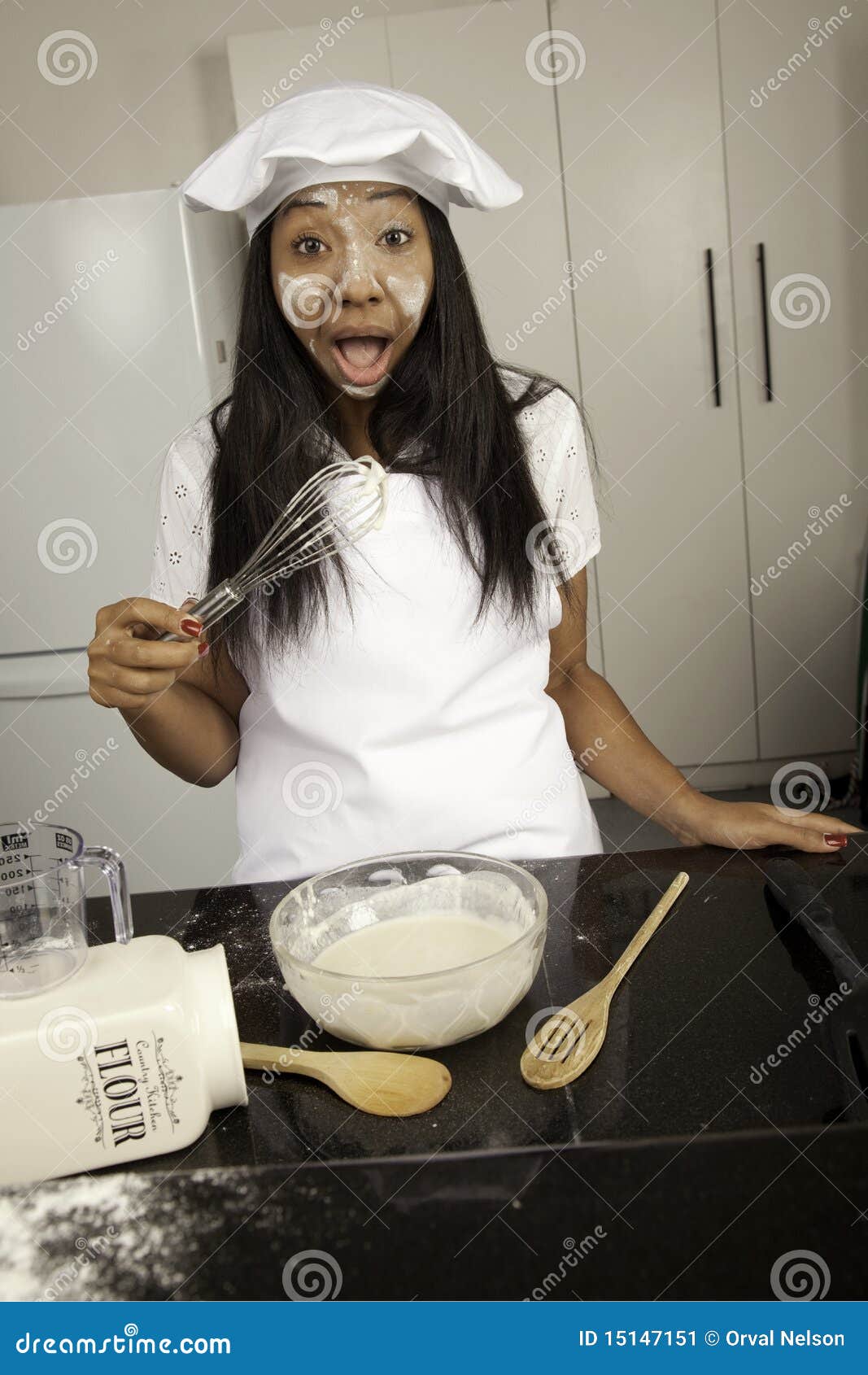 Girl Cooking Healthy Meal. Housewife Cook Crying While Cutting Onion ...