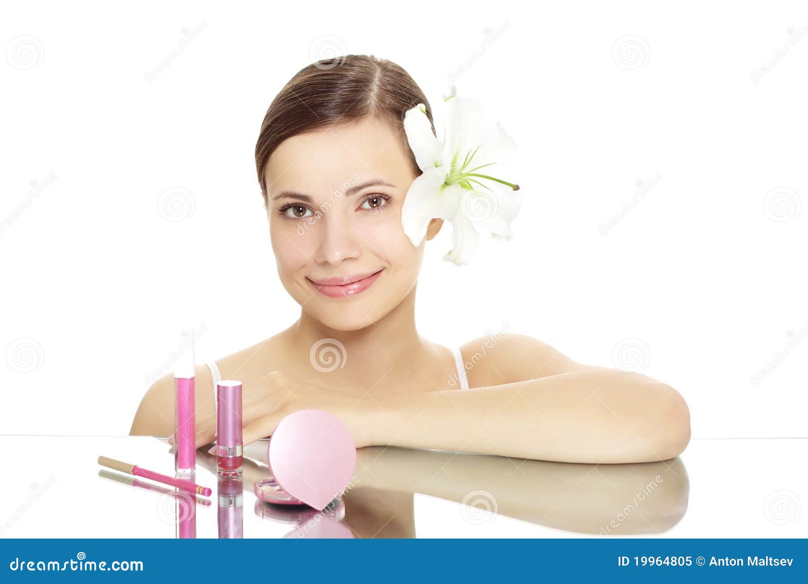 Girl with cosmetics stock image. Image of cosmetics, healthy - 19964805