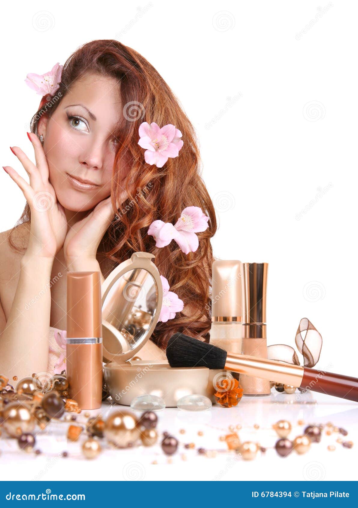 Girl with cosmetics stock photo. Image of health, face - 6784394
