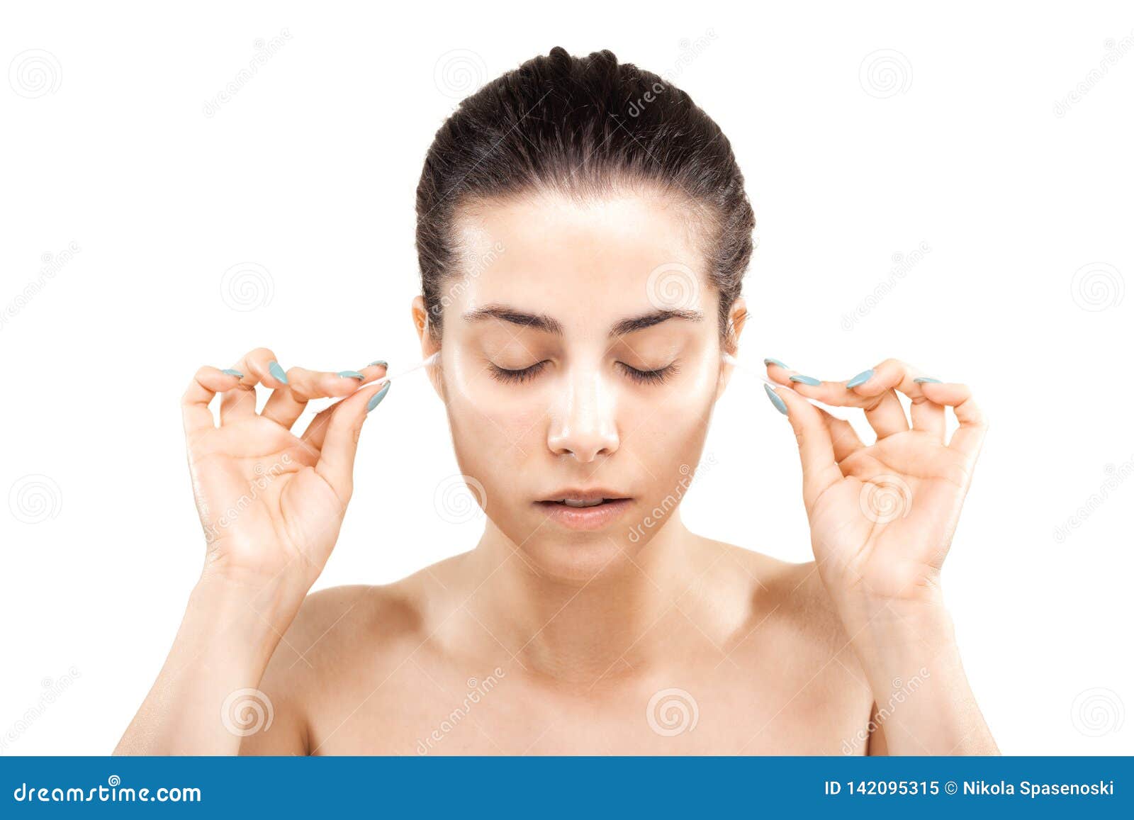 Girl With Cotton Ear Sticks Stock Image Image Of Cleaning Medicine