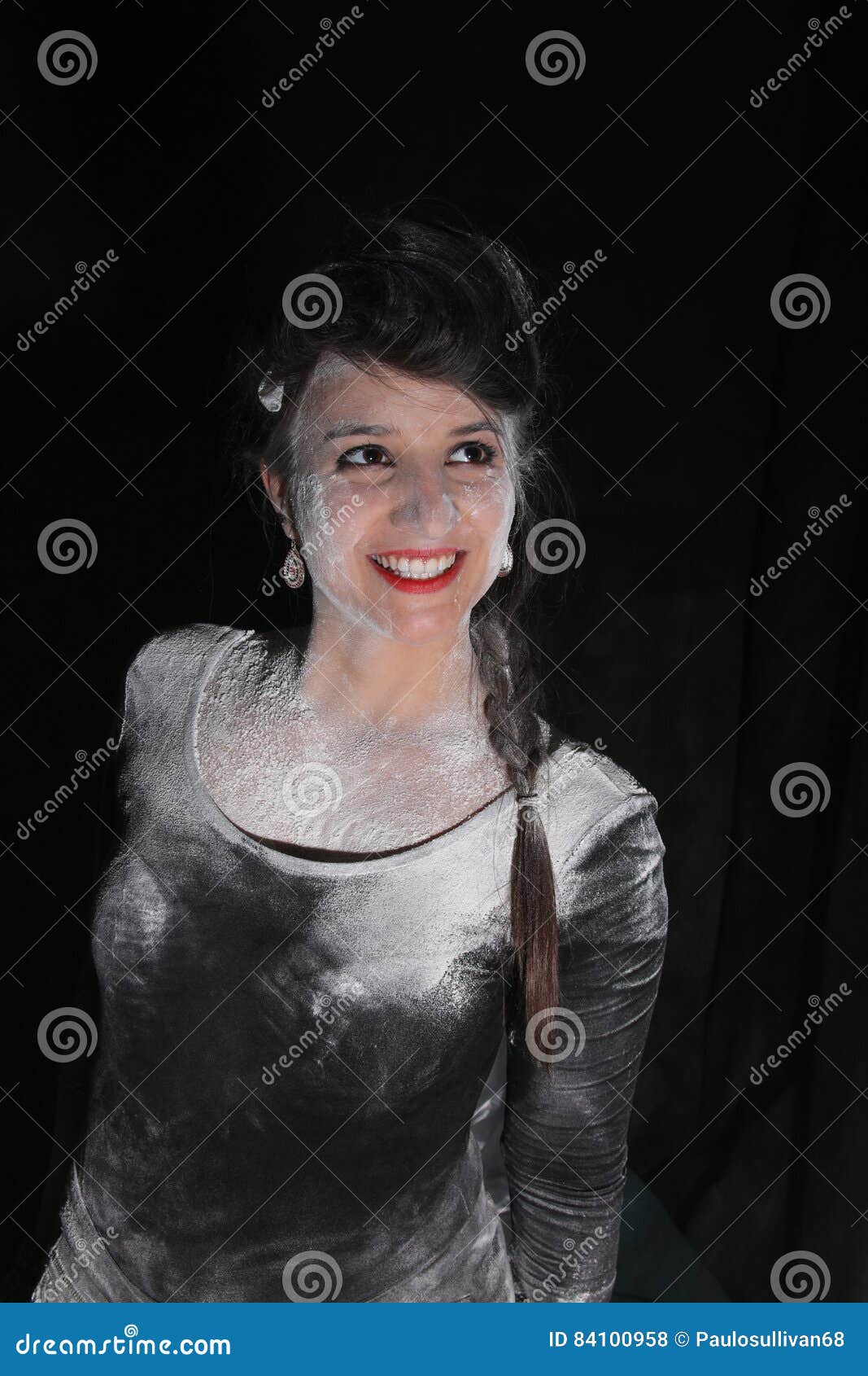 Girl covered in flour stock photo. Image of head, covered - 84100958