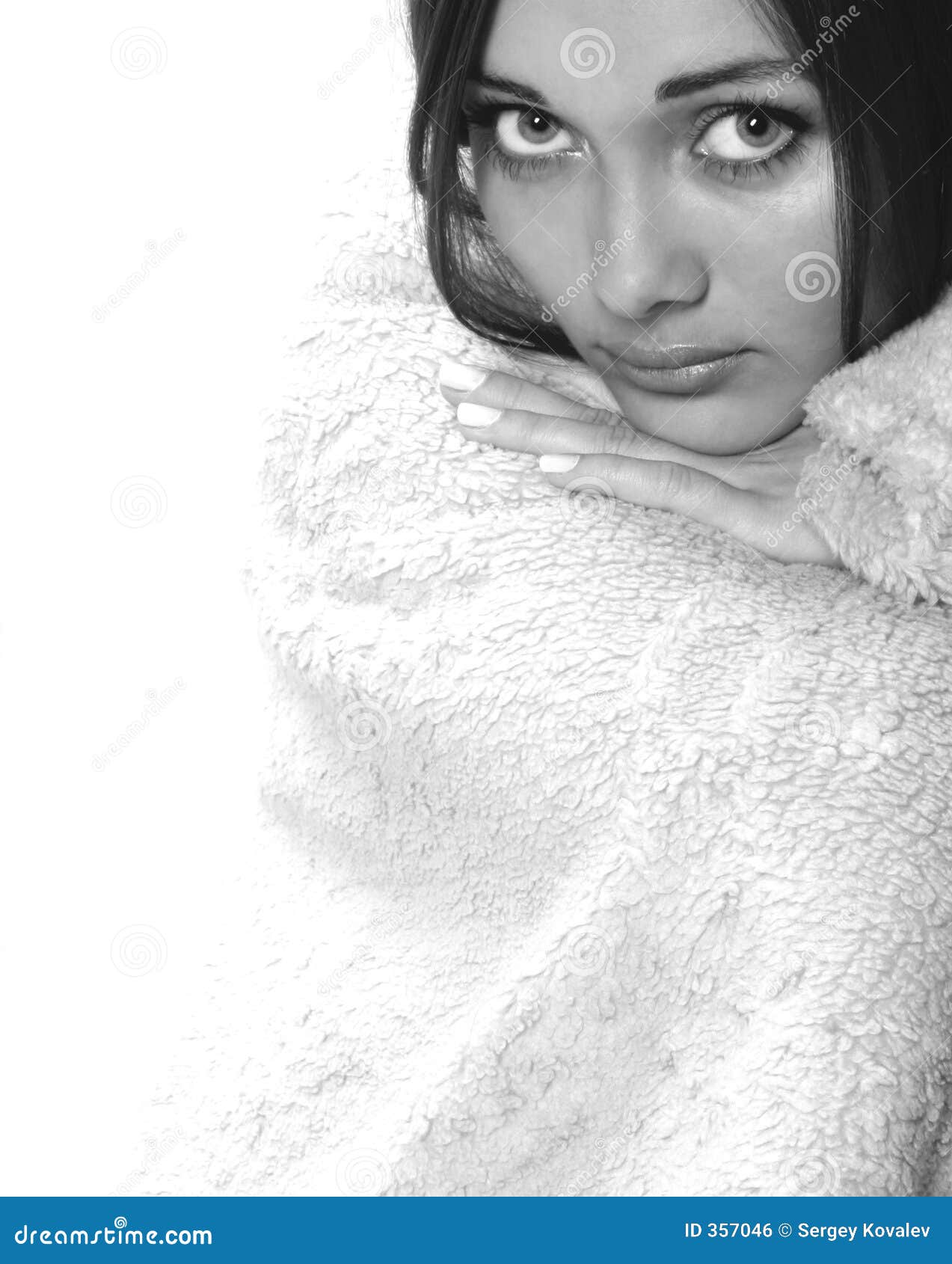 Girl is Covered by a Plaid a Coverlet Stock Photo - Image of ...