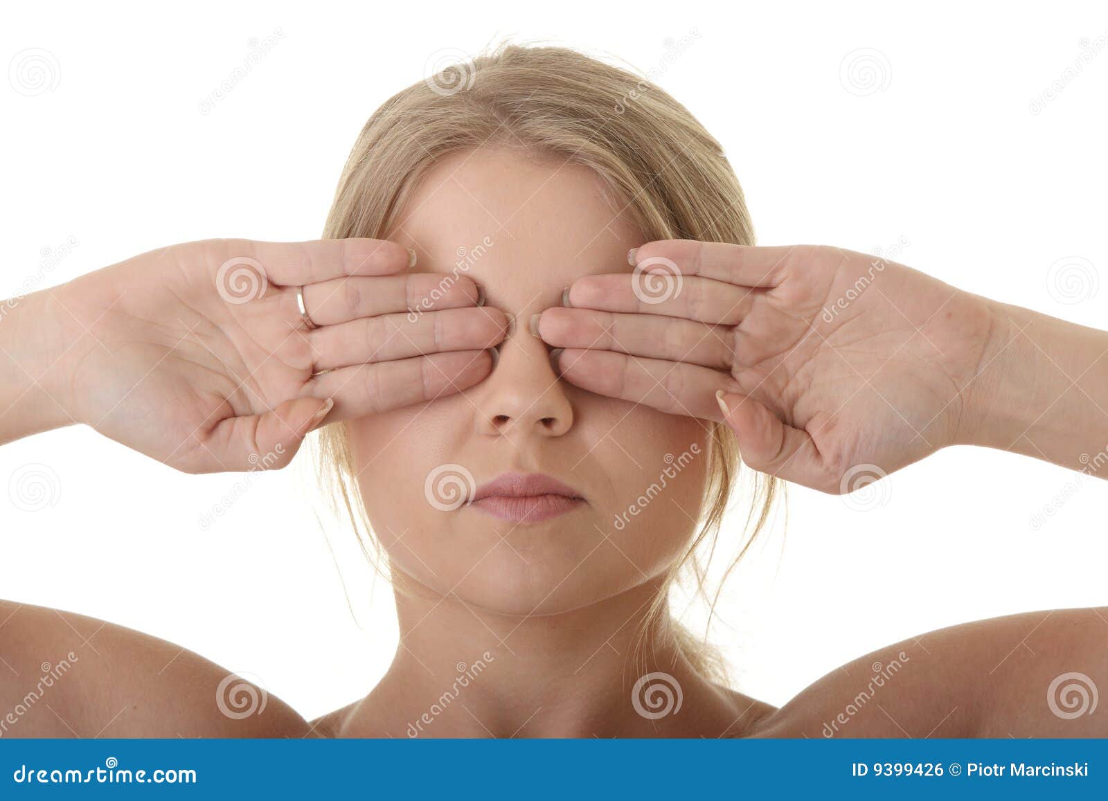 Girl covering her eyes stock photo. Image of teenager - 9399426