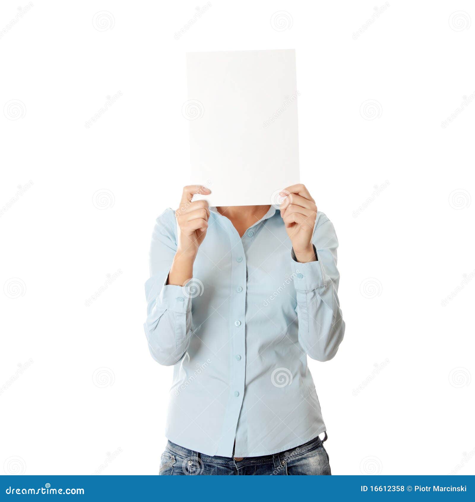 Girl Covering Her Face with Blank Board Stock Photo - Image of ...
