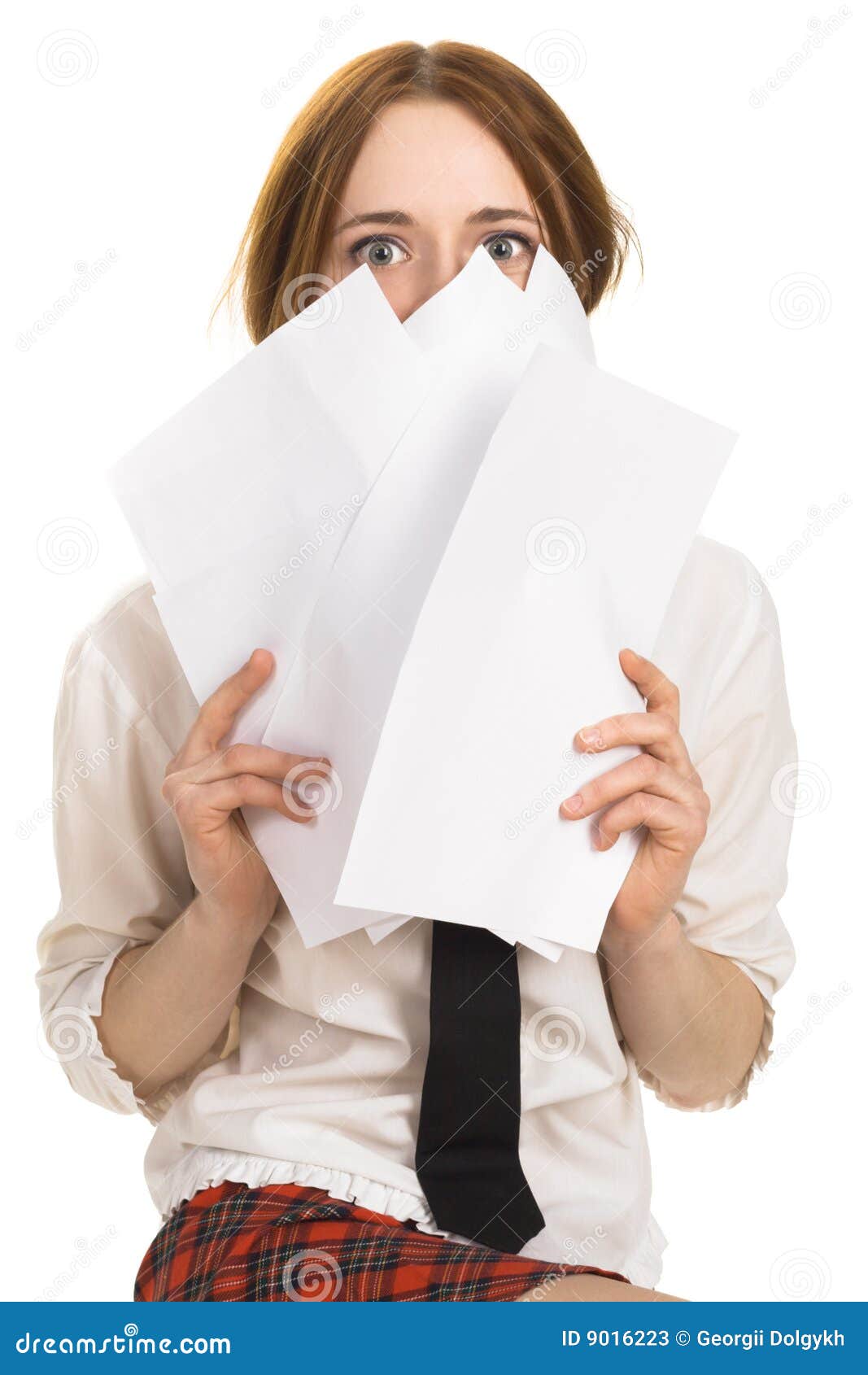 Girl Covering Her Face with Paper Stock Image - Image of girl, style ...