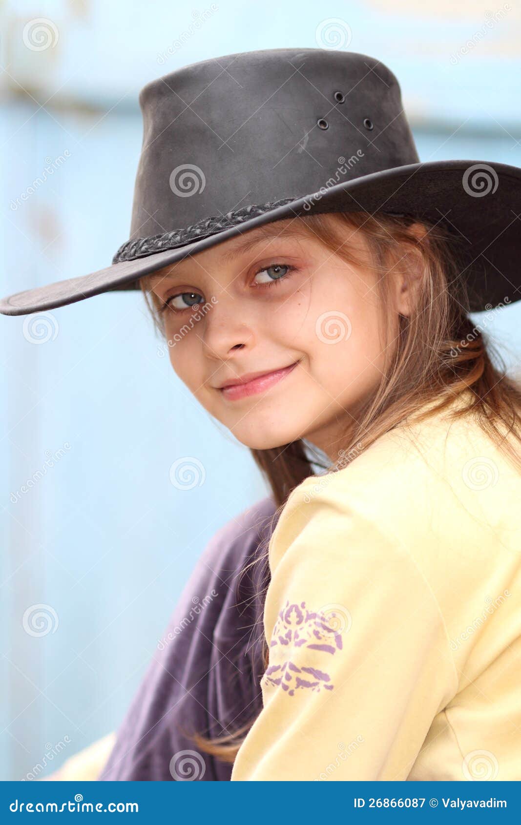 Girl in cowboy hat stock image. Image of leather, face - 26866087