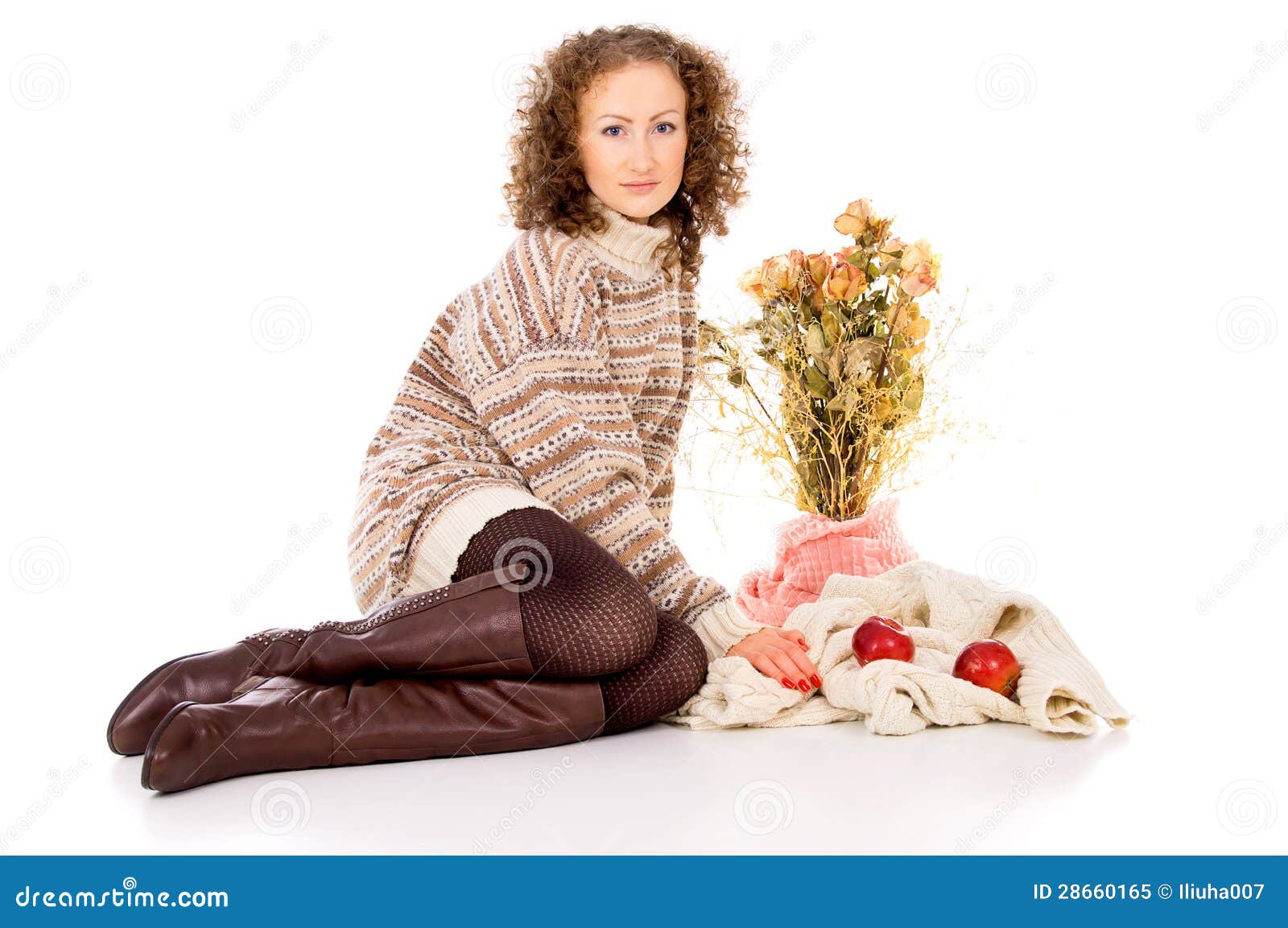 Girl in a cozy sweater stock image. Image of comfortable - 28660165
