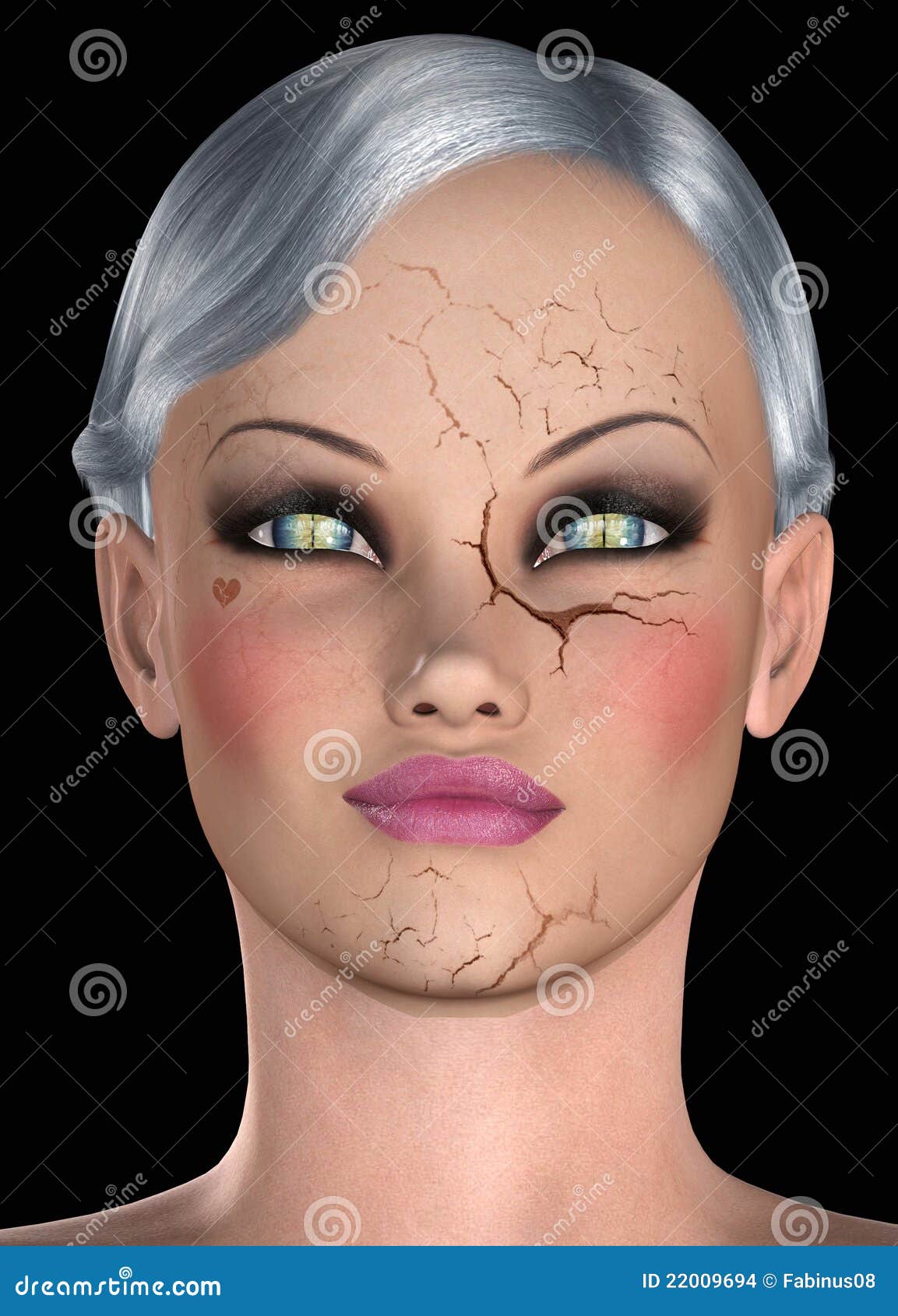 Girl with cracked face stock photo. Image of adult, details - 22009694
