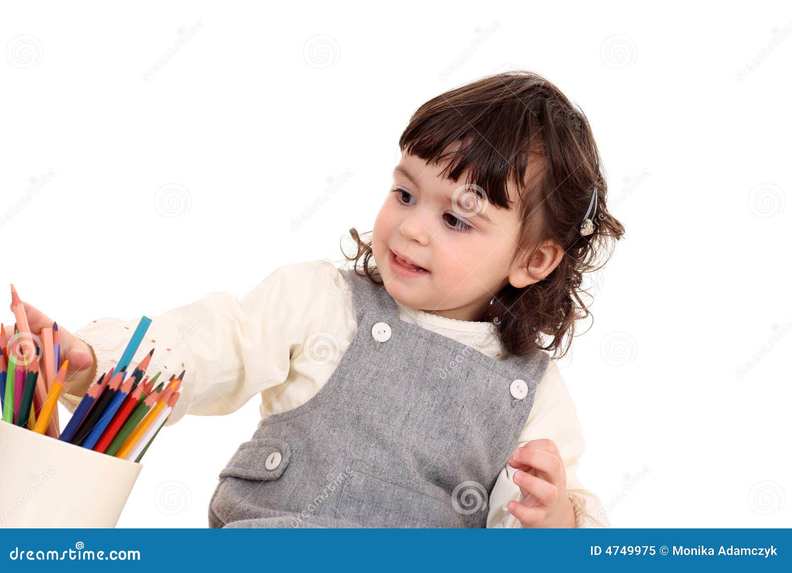 Girl with crayons stock image. Image of pencil, person - 4749975