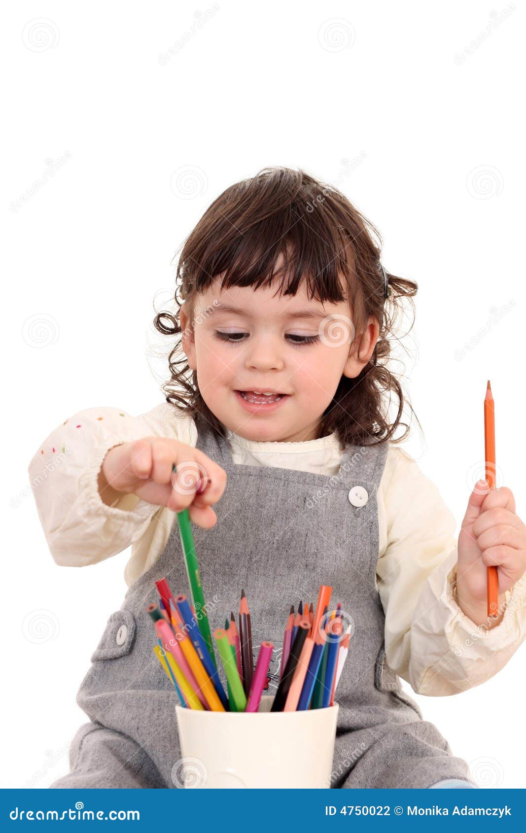 Girl with crayons stock photo. Image of knowledge, educate - 4750022