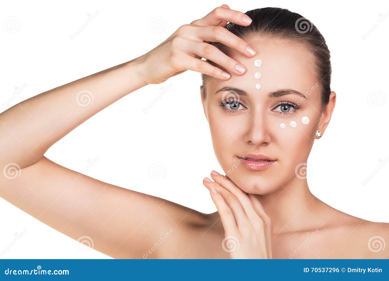 Girl with Cream Dots on Face Stock Photo - Image of caucasian, clean ...