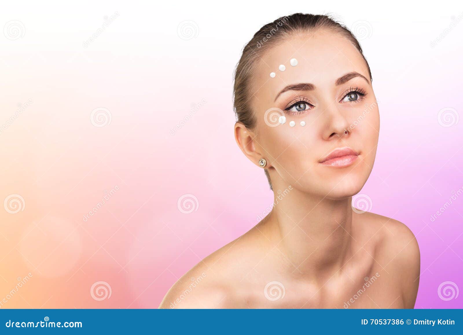 Girl with Cream Dots on Face Stock Photo - Image of head, brunette ...