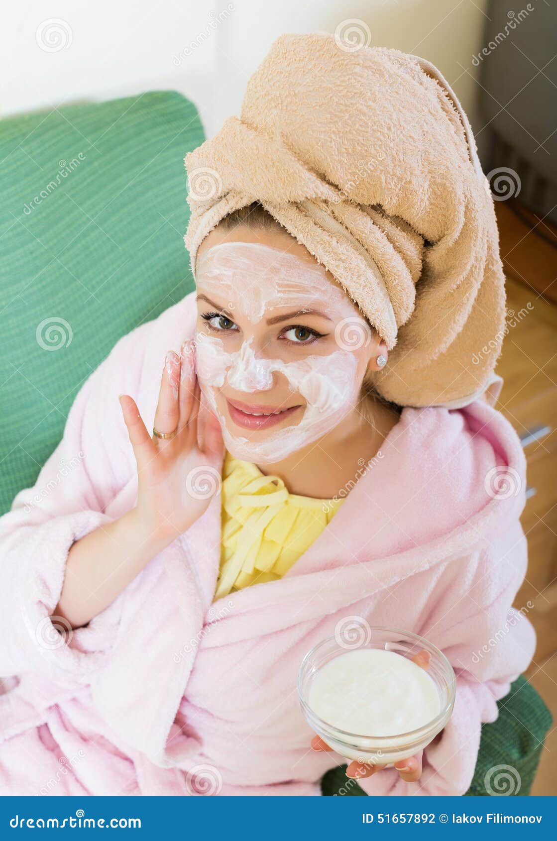Girl with cream over face stock photo. Image of moisturizer - 51657892