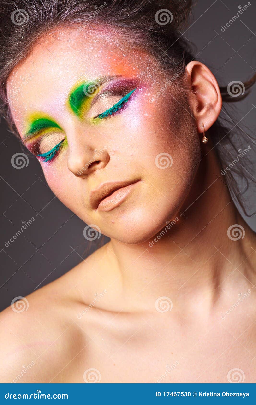 Girl with a Creative Make-up on Face Stock Photo - Image of glamour ...
