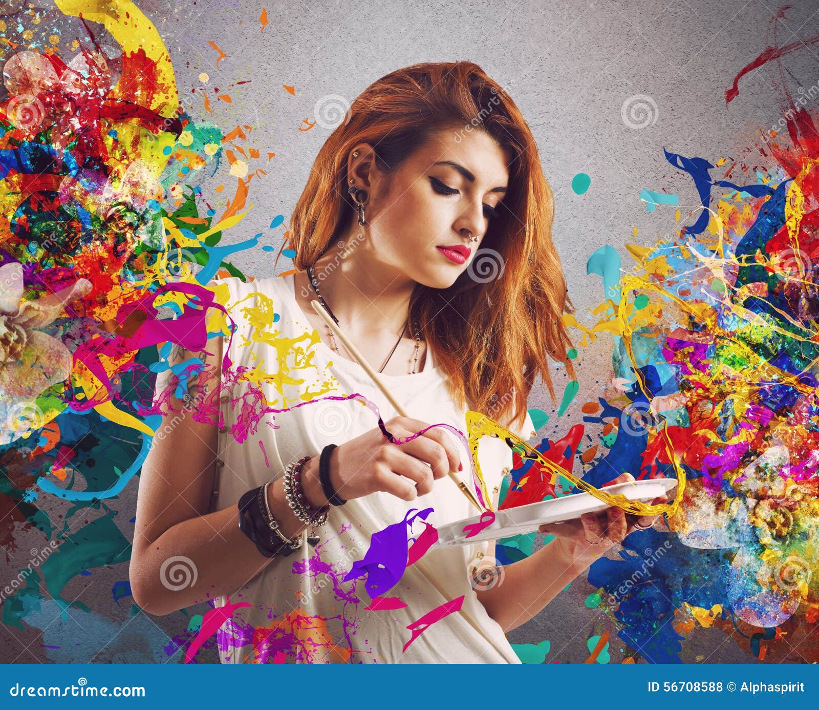 Girl creative painter stock photo. Image of creative - 56708588