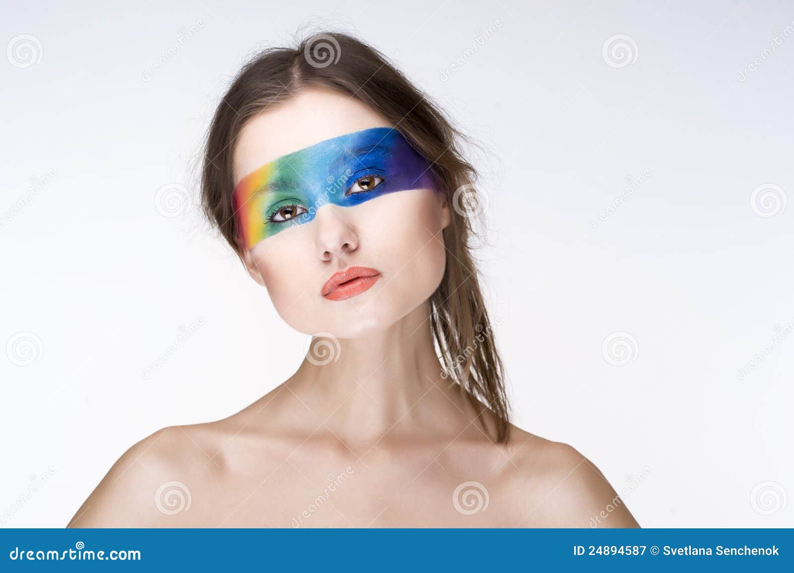 Girl with creative visage stock image. Image of caucasian - 24894587