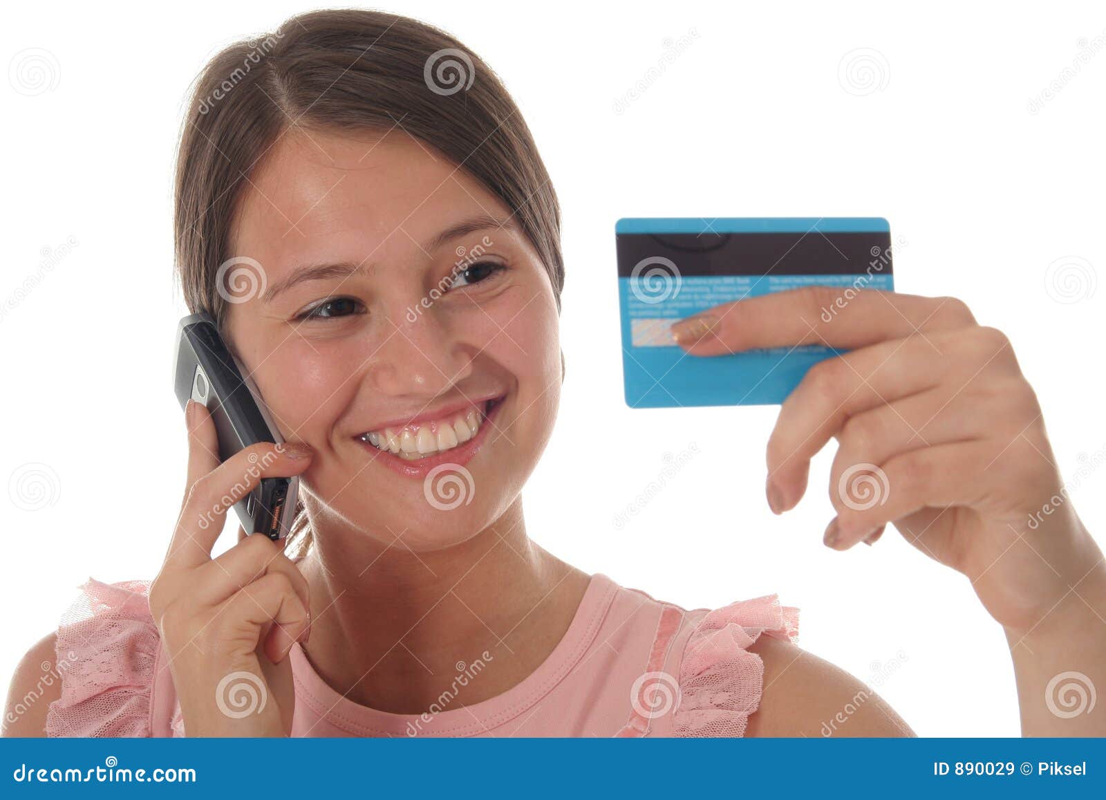 Girl with credit card stock image. Image of happiness, communication ...