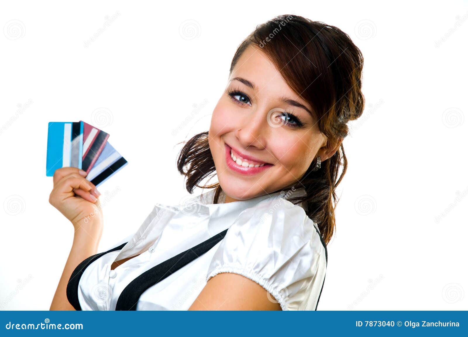 The girl with credit cards stock photo. Image of lifestyles - 7873040