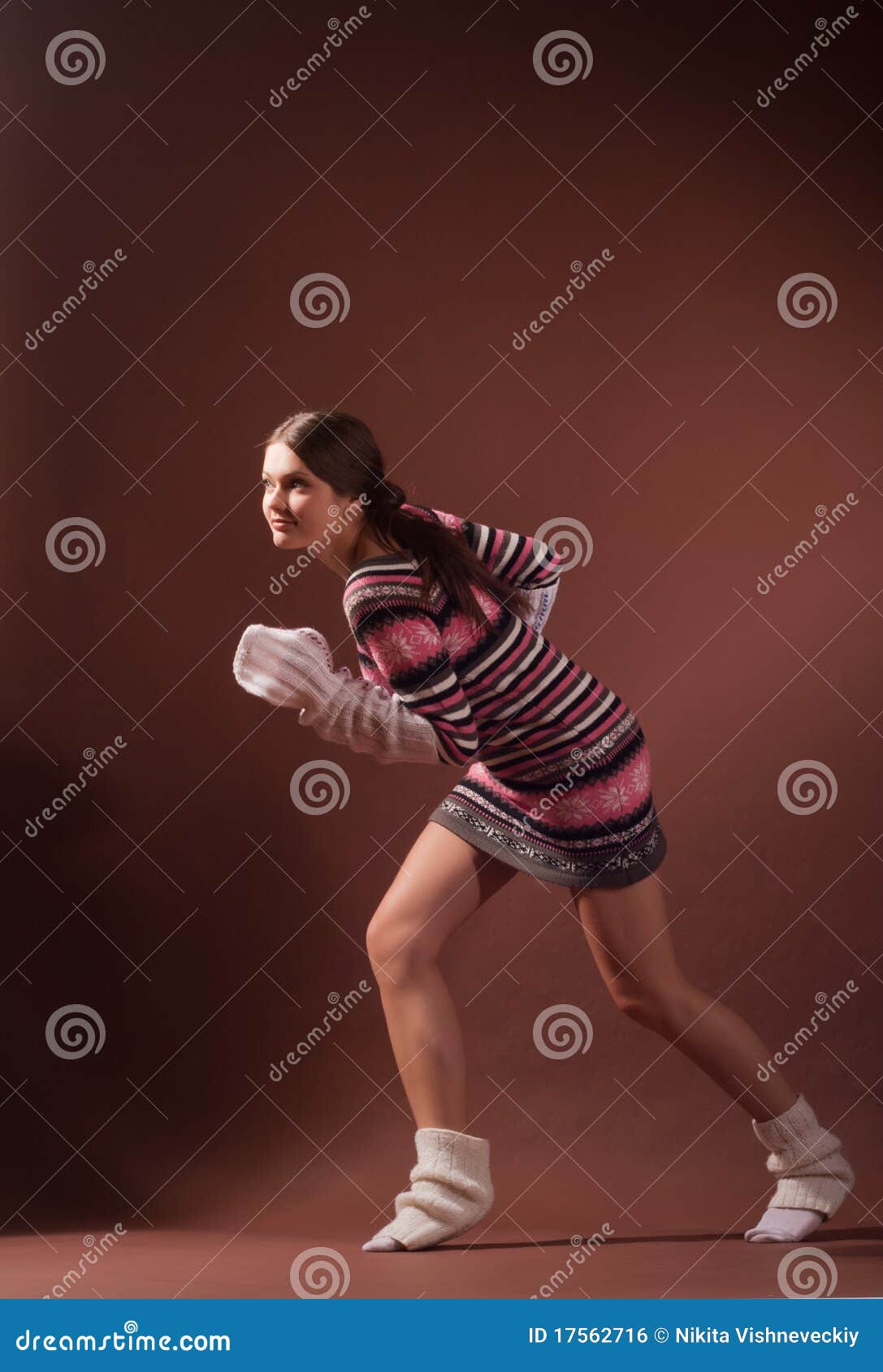 Girl creeping posture stock photo. Image of looking, girl - 17562716