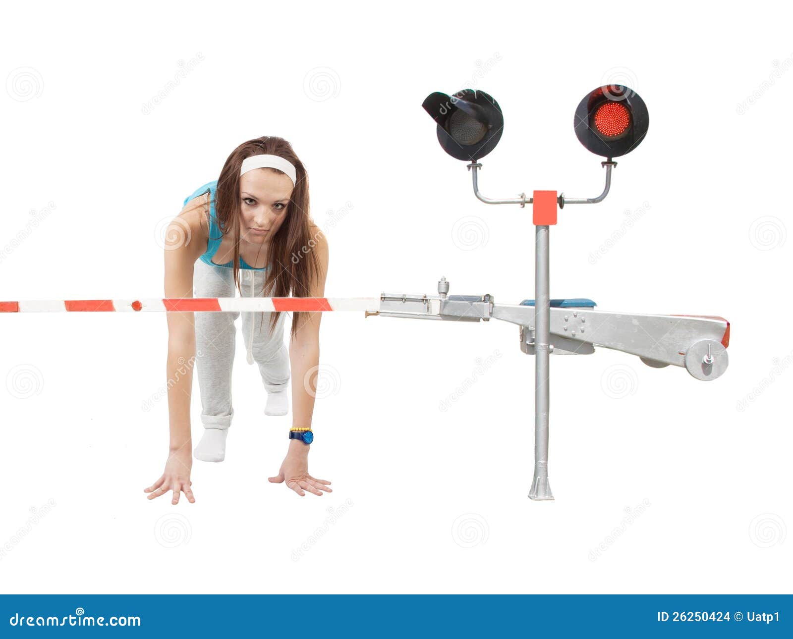 Girl at the Crouch Position Stock Photo - Image of figure, health: 26250424