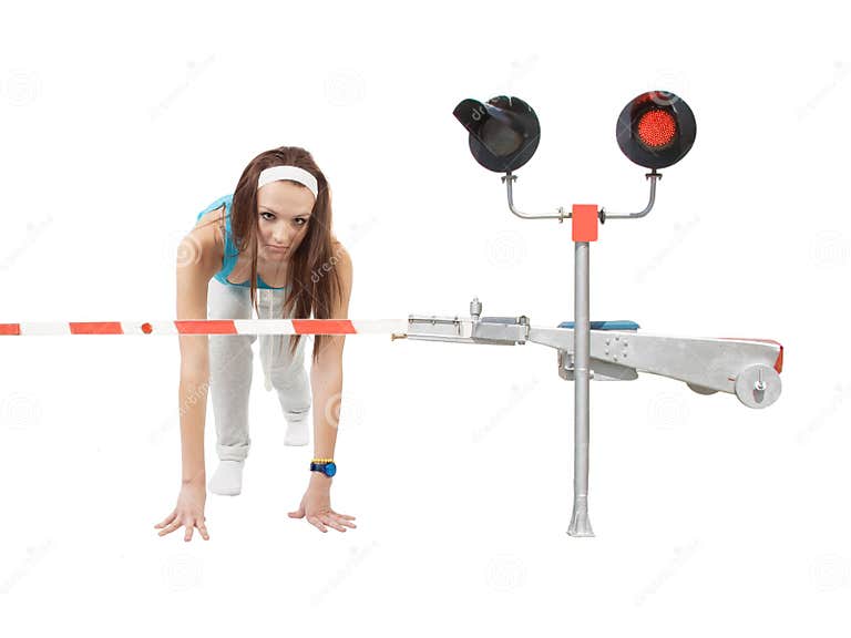 Girl at the Crouch Position Stock Photo - Image of figure, health: 26250424