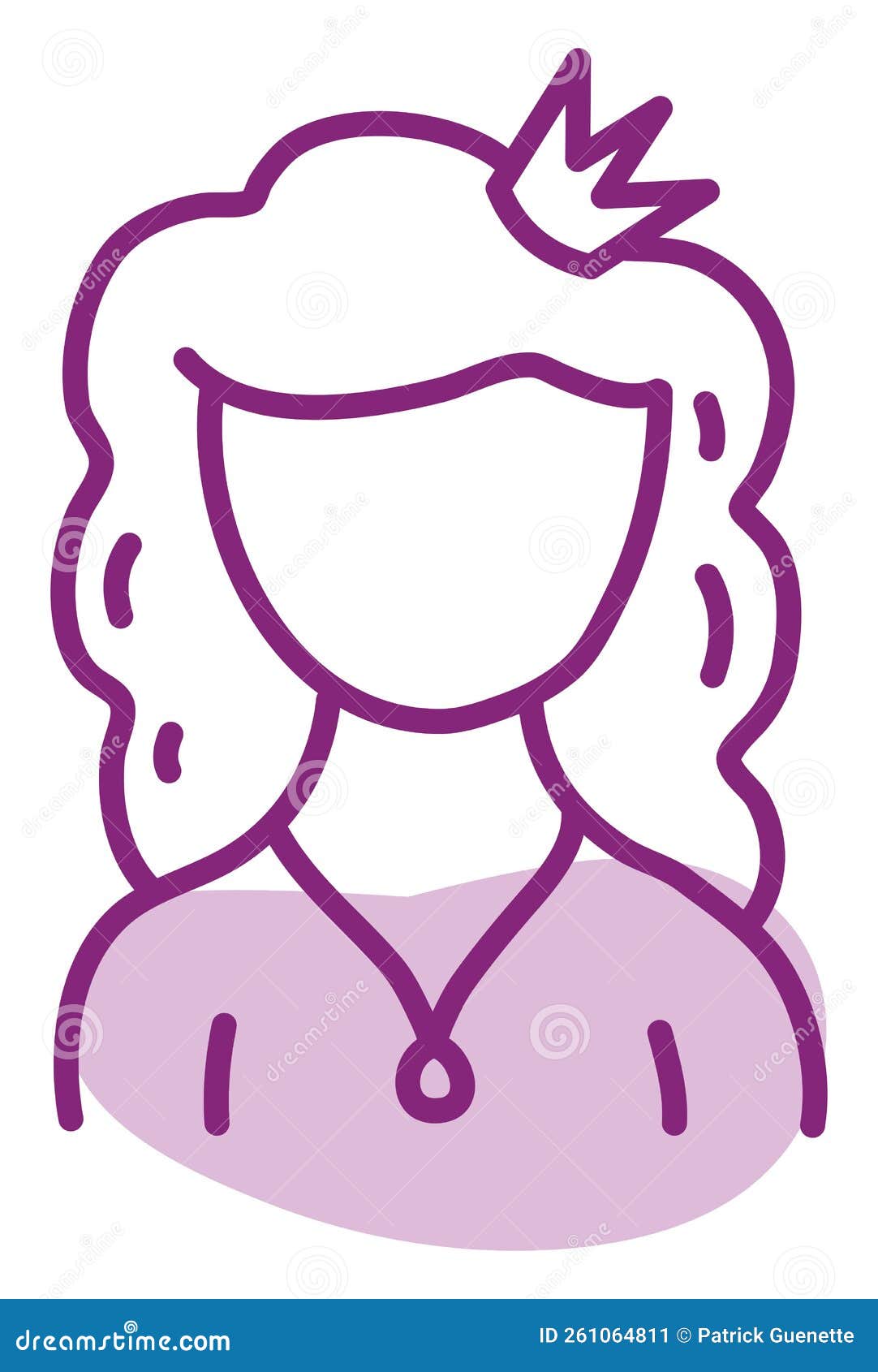 Girl with a crown, icon stock vector. Illustration of royal - 261064811
