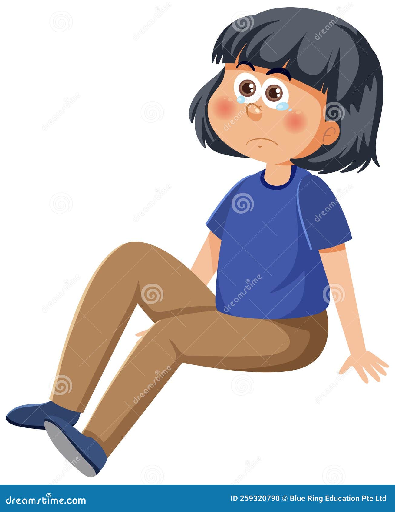 A Girl with Crying Face Expression Stock Vector - Illustration of ...