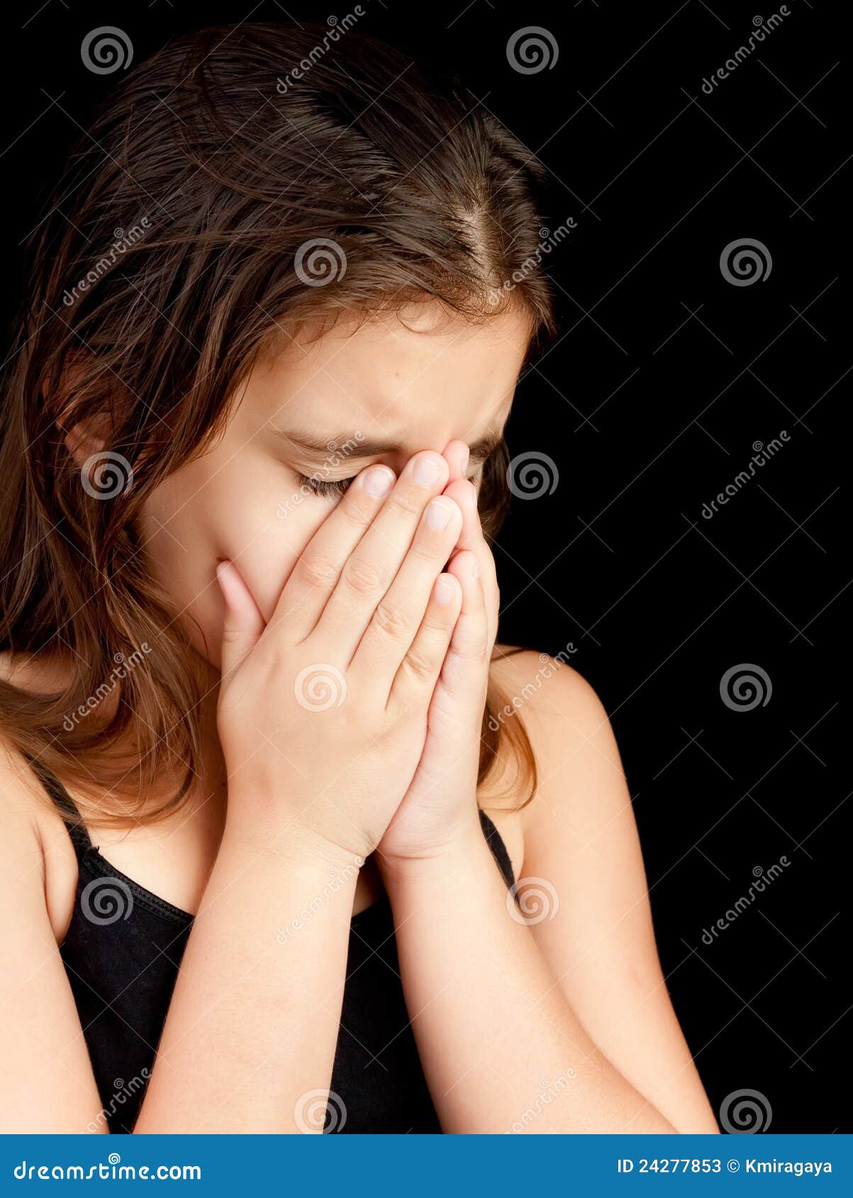 Girl Crying and Hiding Her Face Stock Image - Image of isolated, abuse ...