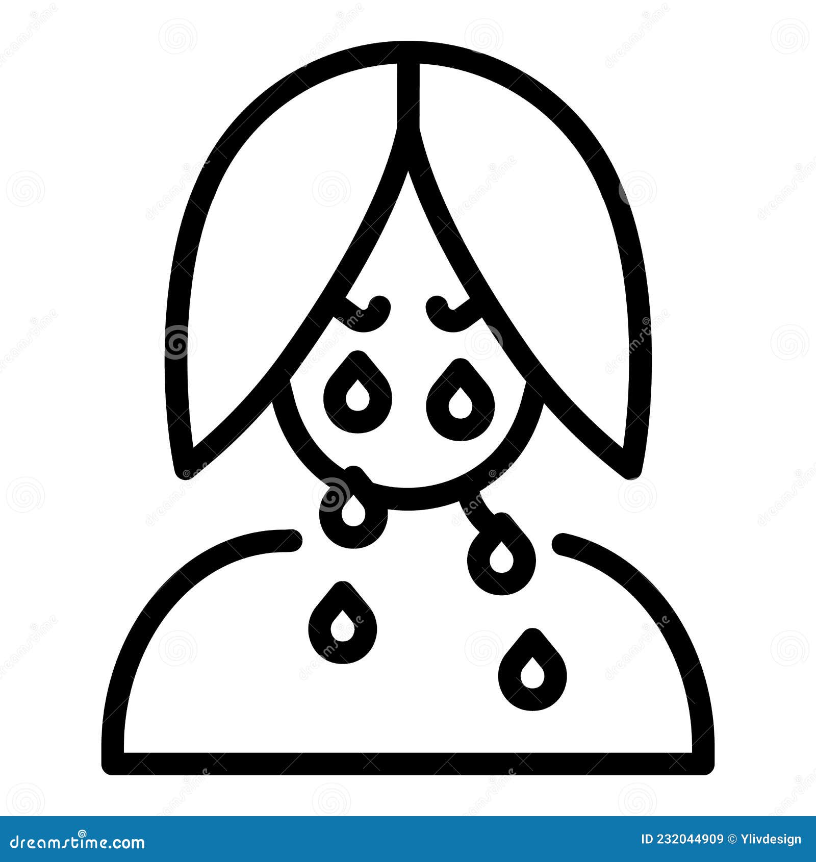 Girl Crying Icon Outline Vector. Mental Fear Stock Vector ...