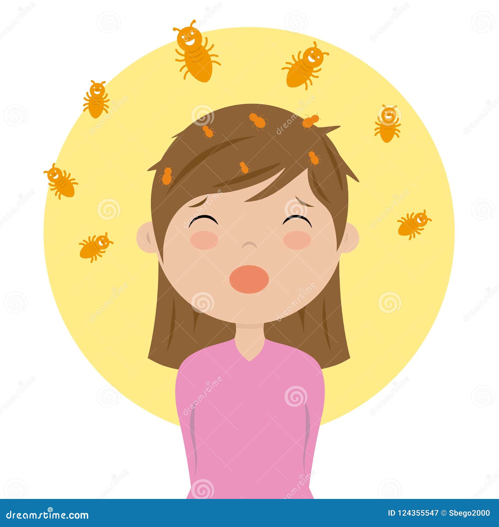 Girl With Lice Cartoon Vector | CartoonDealer.com #122101007