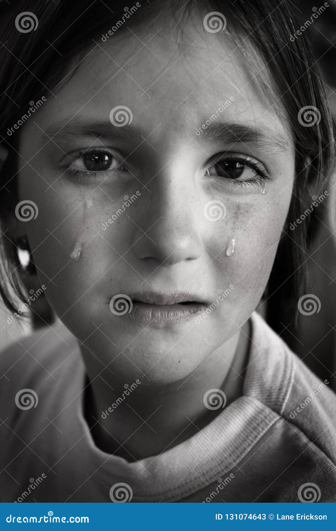 Girl Crying with Tears on Face Cheek Falling Stock Image - Image of ...