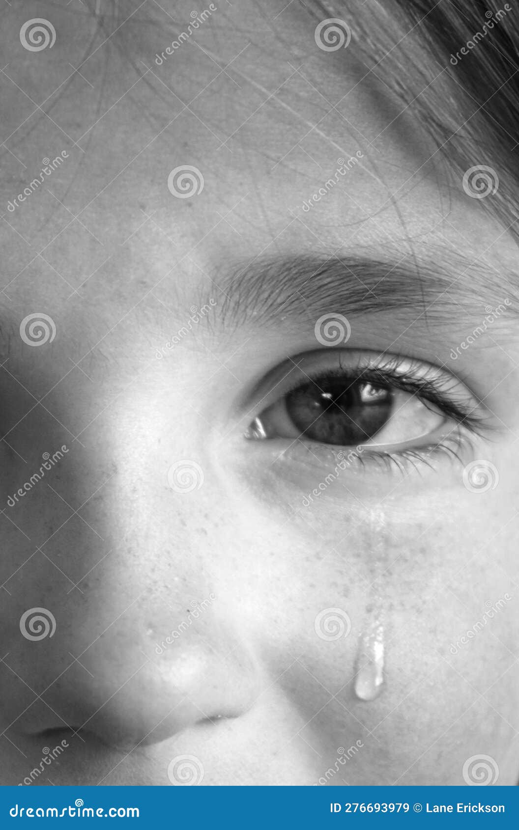 Girl Crying with Tears on Face Cheek Falling Stock Image - Image of ...