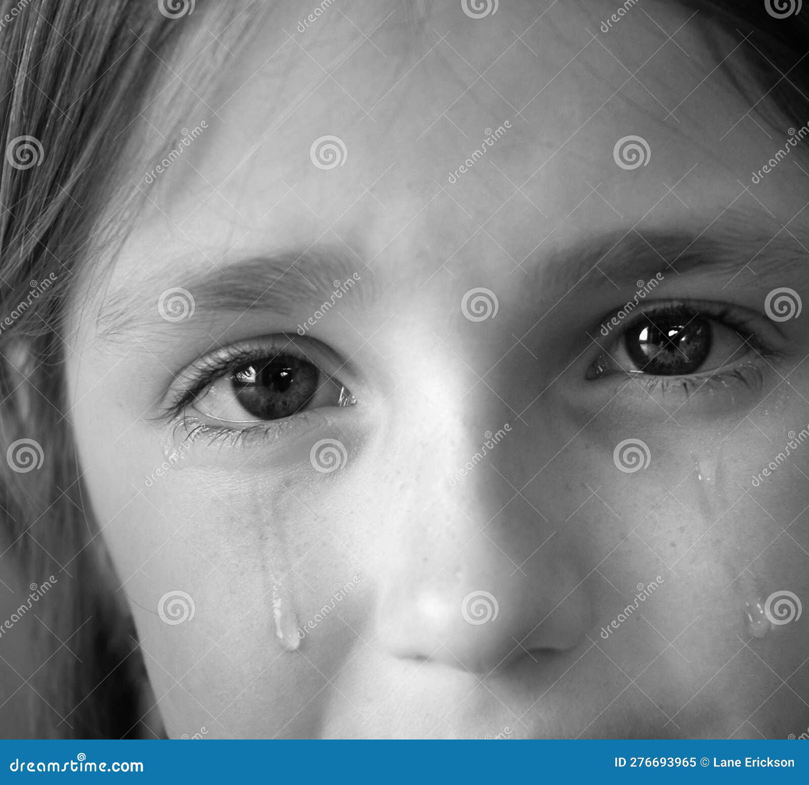 Girl Crying with Tears on Face Cheek Falling Sad and Upset Stock Image ...