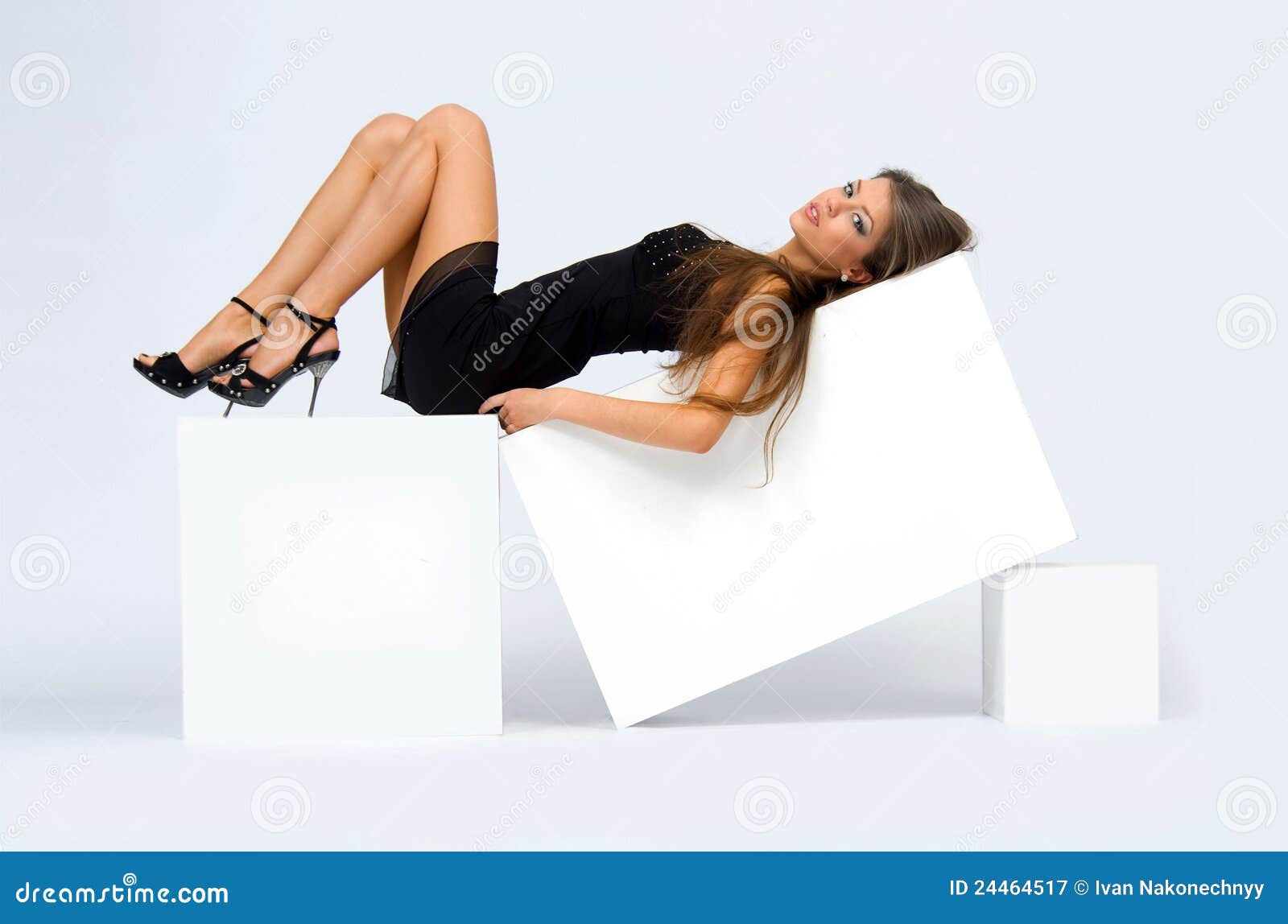 Girl on the cube stock image. Image of lady, body, geometric - 24464517