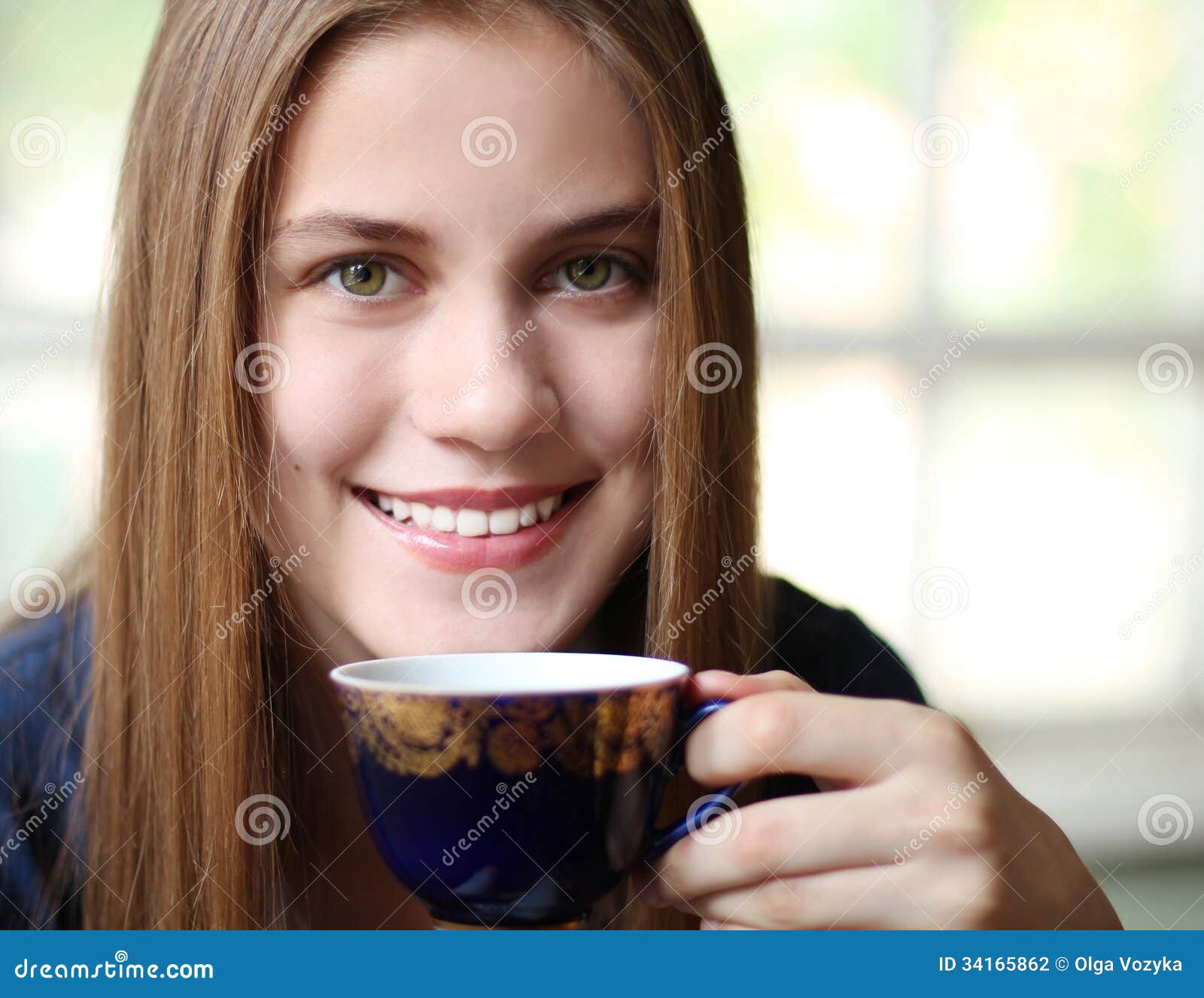Girl with a cup of drink stock photo. Image of break - 34165862