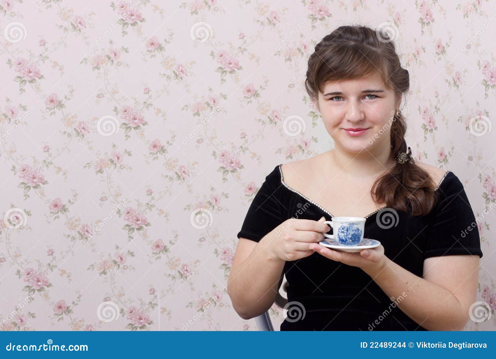 Girl with a Cup in His Hands Stock Photo - Image of female, elegance ...
